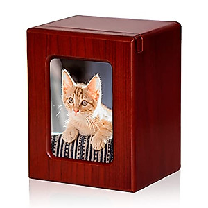 PCS Pet Urns for Cats, Cat Photo Urn, Pet Cremation Box, Cat Urn for Ashes, Urns for Cat Ashes Red-Small