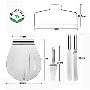 NEWLINE NY Stainless Steel Cake Customizing Decorating Serving 5pc set, Cake Server Lifter Slicer Straight & Offset Icing Frosting Spatulas
