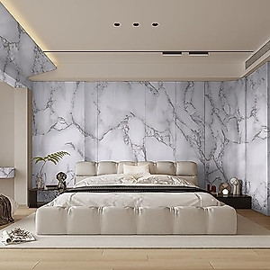 HATOKU 17.7" x 355" Glossy Marble Peel and Stick Wallpaper, Contact Paper for Cabinets, PVC Self Adhesive Wallpaper for Desk Drawer Shelf Liner