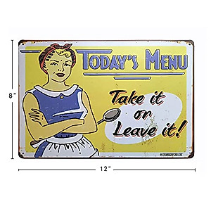 ERLOOD Today's Menu Take It or Leave It Retro Vintage Kitchen Signs Wall Decor Metal Tin Sign 12X 8