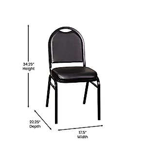 Flash Furniture HERCULES Commercial Grade 500 LB. Capacity Dome Back Stack Chair - Black Vinyl Upholstery - Black Metal Frame - Built-In Handle