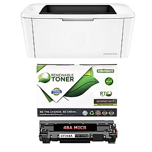 RT M15w Laser Pro Monochrome Check Printer Bundle with 1 Modified 48A CF248A MICR Toner Cartridge for Printing Business and Personal Checks (2 Items)