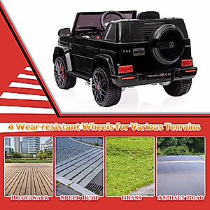 TOBBI Electric Car for Kids, Licensed Mercedes Benz G63 Kids' Electric Vehicle, 12V Kids Ride On Car with Parents Remote Control, Openable Doors/Spring Suspension System/Music's Play/Led Lights-Black