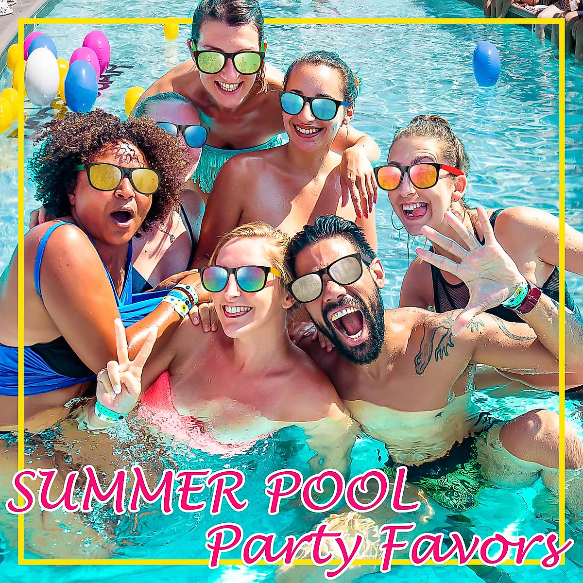 TikOnsYol 24 Pack 12 Color Neon Kid Sunglasses Bulk Party Favor for Kid Adult Boy Girl,80s Retro Style Plastic Toddler UV400 Toy Sunglasses Summer Beach Pool Birthday Graduation Party Classroom Prize