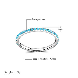 Dtja Turquoise Stackable Ring for Women Girls Boho Blue Stone Stacking Statement Knuckle Band Rings Comfort Fit Simple Retro Wedding Promise Christmas Birthday Jewelry Gift (9)