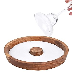Acacia Wood Margarita Cocktail Salt Rimmer,Glass Bar Salt Sugar Rimming,Rimmer for Wide Glasses up to 5.5" Diameter