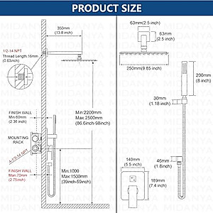 Midanya Oil Rubbed Bronze Bathroom Shower System Wall Mount Shower Faucet Set 10 Inch Square Rainfall Shower Head High Pressure Shower Fixture with Handheld Sprayer Rough-in Valve and Trim Included