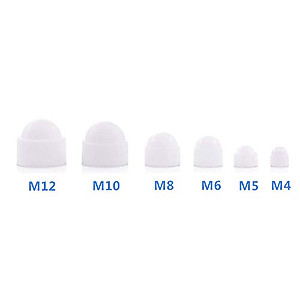 Guard4U 170Pcs 6-Sizes White Bolt Covers Screw Caps Assortment Kit,M4 M5 M6 M8 M10 M12 Plastic Acorn Dome Protection Caps for Protecting Hexagon Shaped Screws Bolts