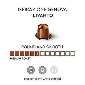 Nespresso Capsules OriginalLine, Livanto, Medium Roast Espresso Coffee, 50 Count Coffee Pods, Brews 1.35 Ounce (ORIGINAL LINE ONLY)10 Count (Pack of 5)