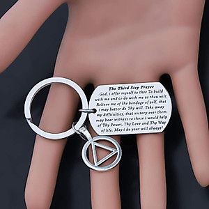 AA Recovery Keychain Sobriety Gifts AA Sponsor Gifts Third Step Prayer Keychain New Beginnings Gift (The third step prayer)