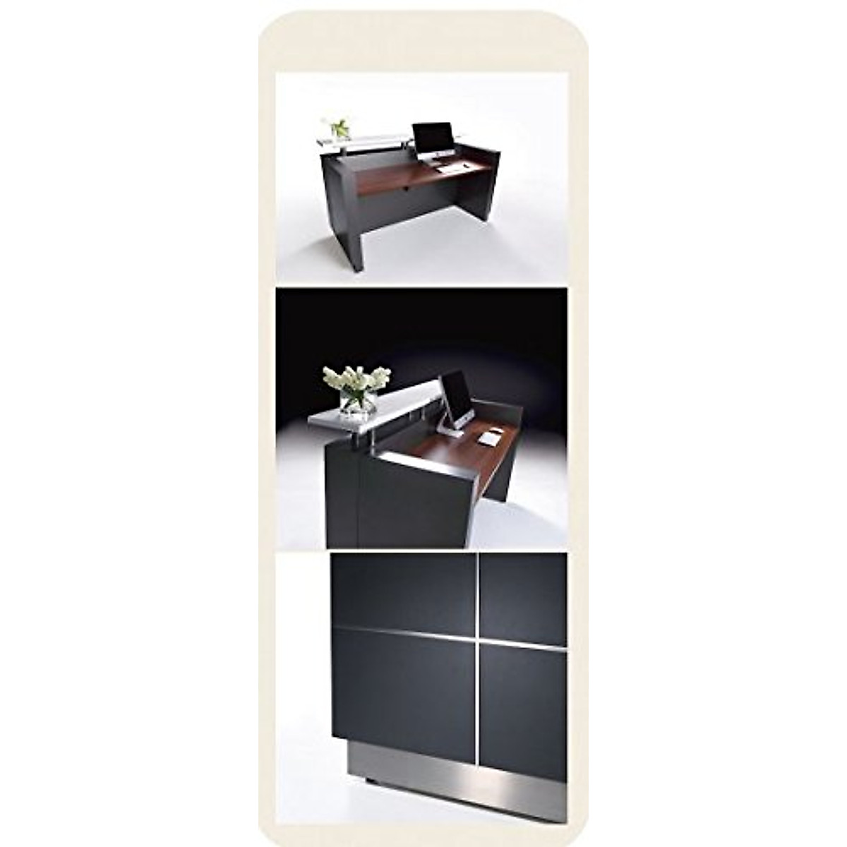 GW FURNITURE Modern Space Grey Reception Desk (71 inch) with Quartz Stone Counter TOP