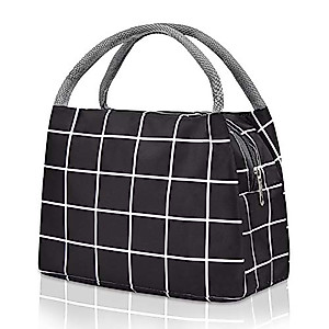 Homlouue Small Lunch Bag Insulated Adult Lunch Box Insulated Lunch Bags for Women Men Lunch Cooler Tote Bag for Work Picnic Outgoing (Black)