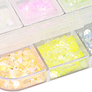 Nail Powder, Nail Glitter Mixed Glitter 6 Colors Aurora Chrome Nail Powder DIY Craft Elegant Nail Dust Sand Powder Nail Art Decoration Luminous Decorative Nail Art Sequins for