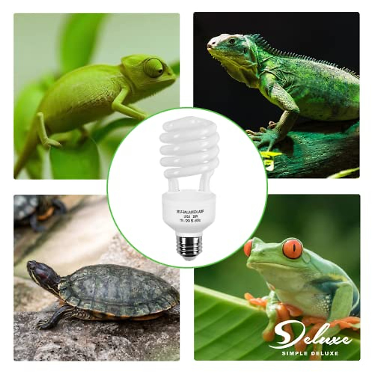 Simple Deluxe 1 Pack 26 Watts Reptile UVB 5.0 Spiral Compact Terrarium Bulb for Rainforest Type Reptiles