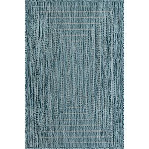 Adiva Rugs Outdoor Indoor Area Rug, Weather Resistant, Easy to Clean, Stain Resistant Floor Mat for Dining Room, Backyard, Deck, Patio (Aqua Weiss, 2' x 3')