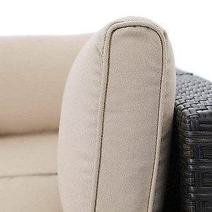 PHI VILLA Outdoor Patio Rattan Sectional Sofa- Small Patio Wicker Furniture Sofa Set,3-Piece, Cream