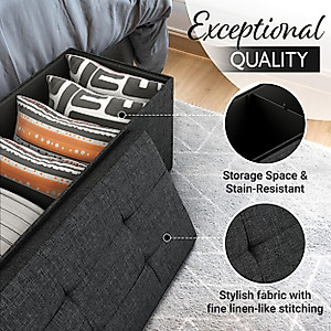 Lifetime Home 43" Folding Storage Ottoman Bench for Living Room, Bedroom, TV Entertainment - Bedroom Bench with Hidden Storage, Foot Rest Stool - 660 Capacity & Holds up to 5.6 Cubic Feet of Storage