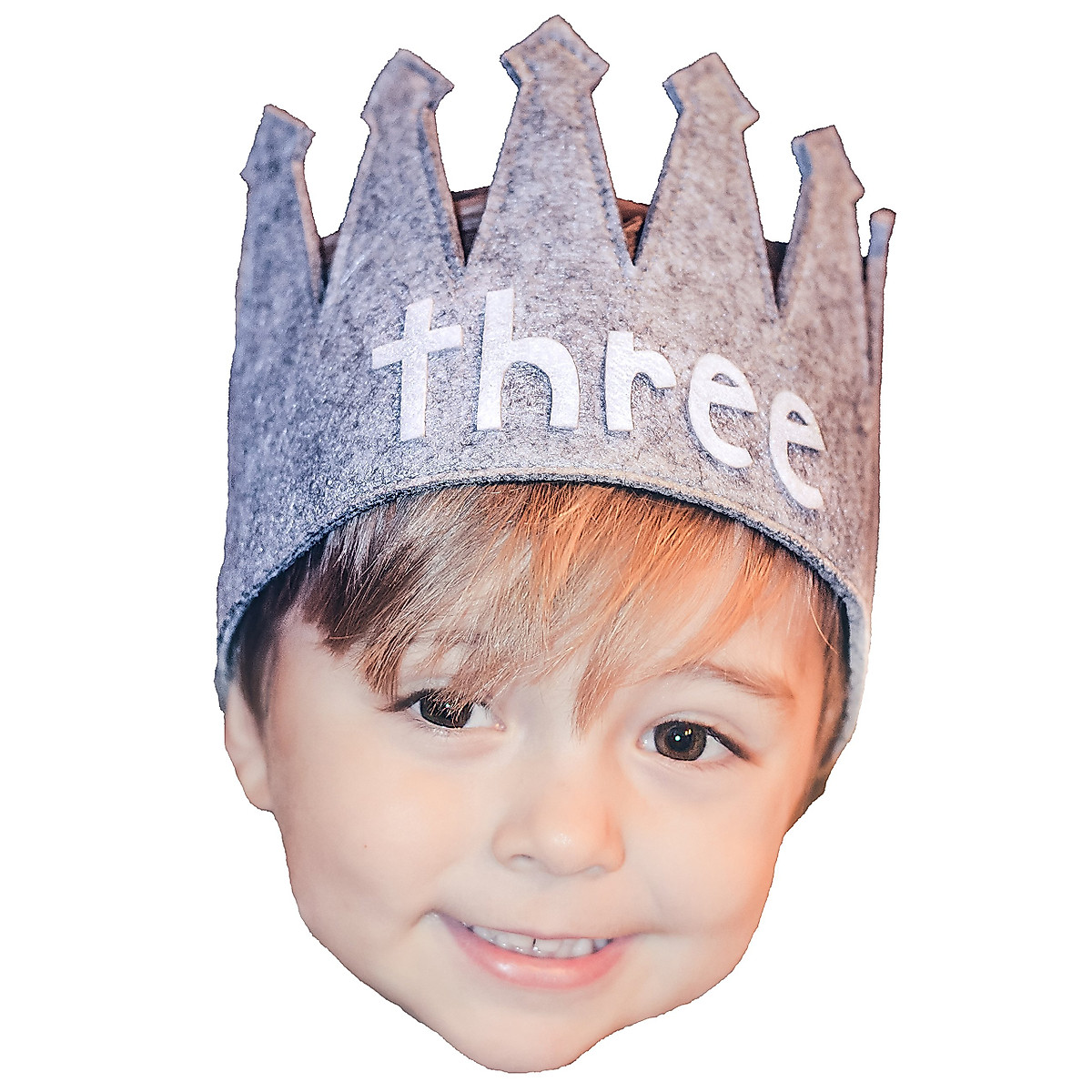 Toddler Third Crown Birthday Gray White Party I am 3 B-Day Hat Girl Boy