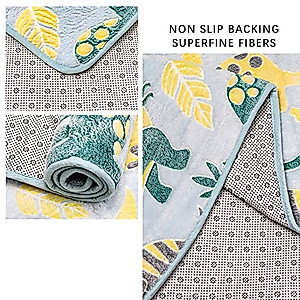 Various Dinosaur & Leaf Pattern2 Glow in The Dark Area Rug Area Rug for Living Room Bedroom Playing Room Size 5'x6'