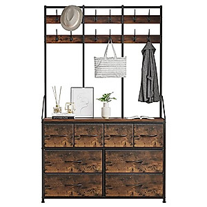 LUMTOK 8 Drawer Dresser, Chest of Drawers for Bedroom Living Room, Entryway, Fabric Storage Chest for Closets (Rustic Brown)