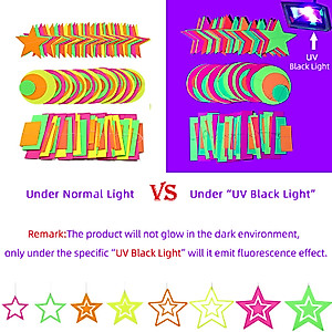 508feet Paper UV Neon Garland Neon Streamers Glow in the Dark Neon Party Supplies and Decorations Glow in the Dark Streamers Blacklight Reactive Fluorescent Black Light Party Kit for Birthday Wedding
