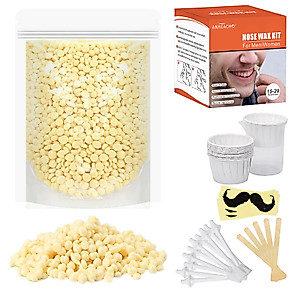 ANREACHO Nose & Ear Hair Wax Kit for Men & Women, 100g Wax with 20 Applicators, Safe Home Grooming Solution for Painless 15-20 Time Usage