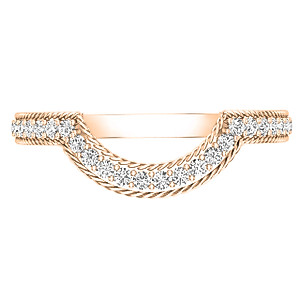 Dazzlingrock Collection 0.63 Carat (ctw) Round Cubic Zirconia Ladies Wedding Stackable Contour Guard Band, 18K Rose Gold, Size 7