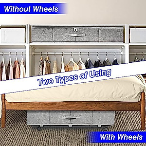 Under Bed Storage With Wheels Lid, 2PCS Under The Bed Shoe Storage Containers, Dustproof Underbed Storage Organizer Drawer, Under Bed Rolling Storage For Clothes Blanket, College Dorm Room Essentials