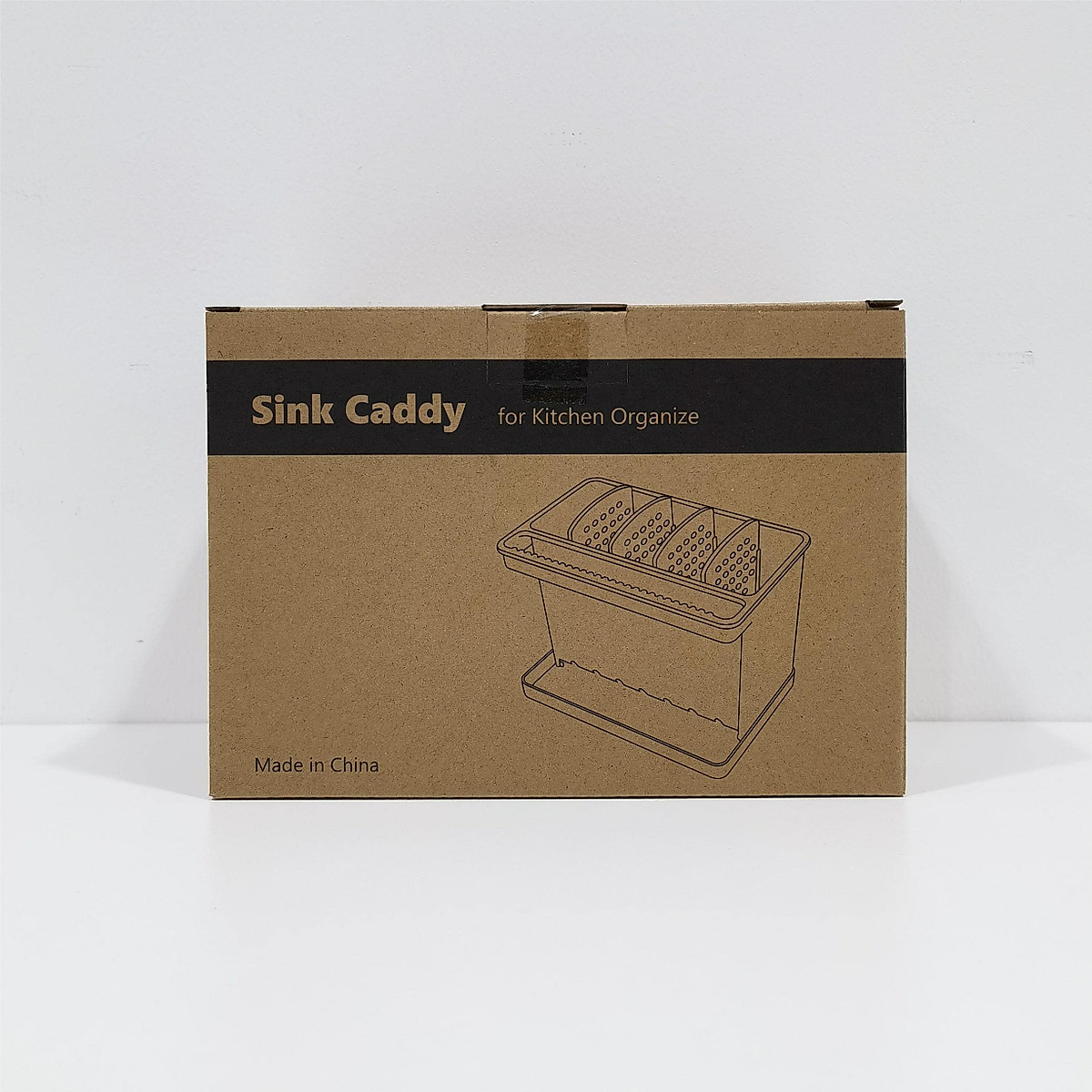 YOHOM Kitchen Sink Caddy Sponge Holder Organizer Brush Holder 2-in-1 Sinkware Caddy with Sink Drain Tray for Kitchen Dish Sponge Holder with 4 Adjustable Divider