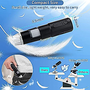 Necesa Wireless Digital Microscope,USB Microscope 50-1000 X Magnification Pocket Handheld Mini Portable WiFi Coin Microscopes Camera for Kids Children Student Adult Android iOS Phone Tablet Computer