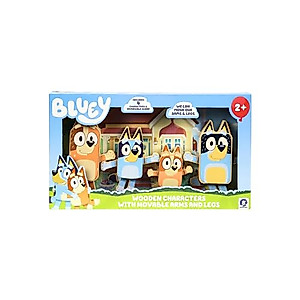Bluey Wooden Character Figures – 4 Colorful Wooden Figures – FSC Certified for Children 3 Years and Up