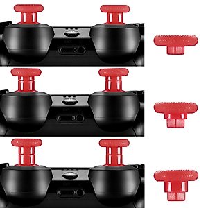 eXtremeRate Red Plastic Bottom Removable Thumbstick Joystick for PS5 for PS4 All Model Controller, Replacement Parts Adjustable Height Analog Thumb Stick for Xbox One S X Elite Controller