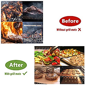 BEGIALO Copper Grill Mats Set of 7 for Outdoor Grill, Non-Stick Copper BBQ Grilling Mats PFOA Free Heavy Duty Reusable Easy to Clean Works on Gas Charcoal Electric BBQ Grill Accessories