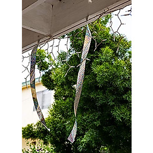 Bird Deterrent Scare Tape​ Reflective Repellent 50 feet Long - Holographic pest Control Products Mylar roll Effective for Pigeon,Grackle,Woodpecker,Goose,Duck,Crow,2 inch x 200 feet(Pack 4 x 50 feet)