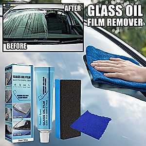 XIRUJNFD Car Glass Oil Film Cleaner, Glass Film Removal Cream, Water Spot Remover for Cars, Glass Oil Film Remover for Car (1 Set)
