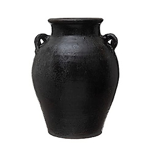 Creative Co-Op Found Decorative Clay Jar, Black, 12''