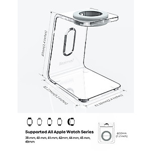 Acrylic Watch Stand for Apple Watch Charger - Lamicall Desk Watch Charging Dock, Transparent Clear iWatch Charger Holder Nightstand, Fit for All Apple Watch, Series SE, Ultra, 10/9/8/7/6/5/4/3/2/1