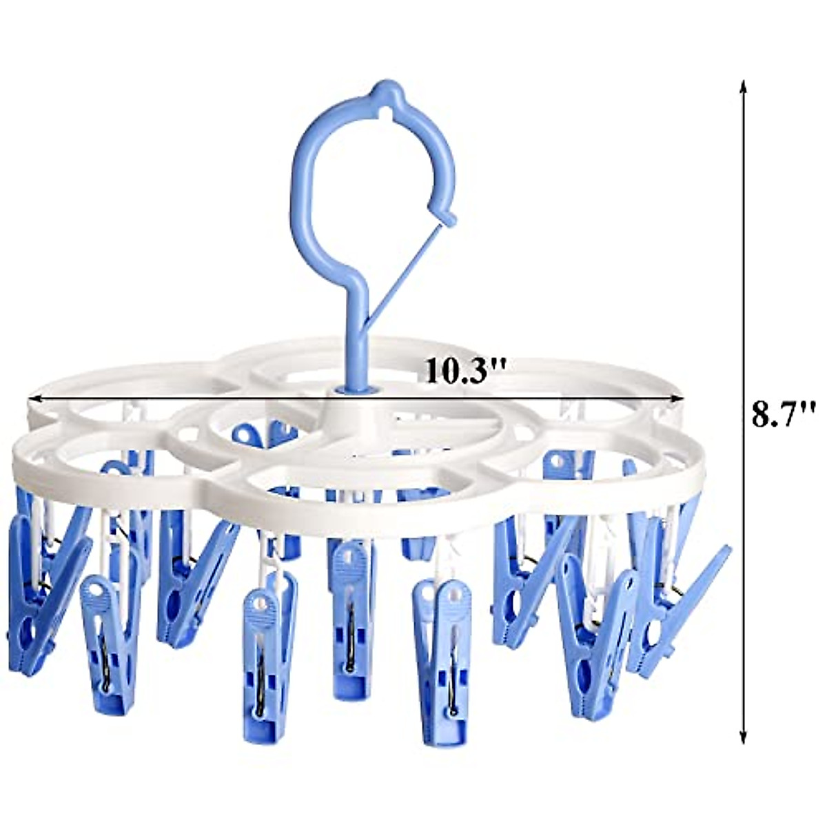 Okllen 6 Pack Laundry Drying Hanger with 16 Clips, Anti-Wind Clip and Drip Hanger Clothes Laundry Hangers, Plastic Hanging Drying Rack for Underwear, Bras, Socks, Baby Clothes, Towel, Scarf, 6 Colors