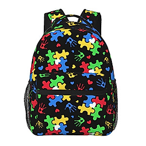 Qurdtt Autism Awareness Backpack School Bag Student Bookbag Travel Hiking Camping Daypack for Girls Boys Adults