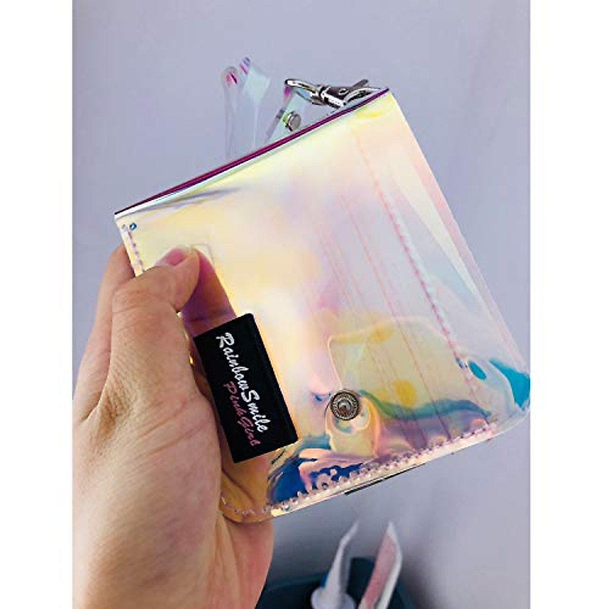 Clear Wallet for Women, Bifold Wallet Purse with Lanyard Cute Jelly Coin Pouch ID Case (LS)