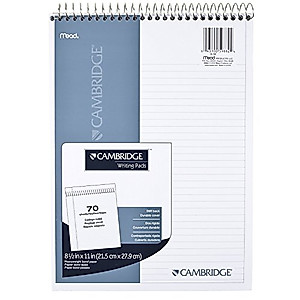 Meadwestvaco 59882 8-1/2" X 11" White Cambridge Stiff Back Wirebound Notebook,2 Pack