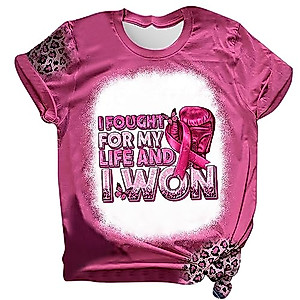 in October We Wear Pink Shirts Breast Cancer Shirts Women Breast Cancer Awareness T-Shirt Pink Ribbon Graphic Tees Bleached Short Sleeve Top A1-Pink, X-Large