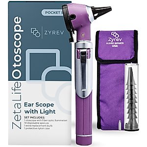 Zyrev ZetaLife Otoscope - Ear Scope with Light, Ear Infection Detector, Pocket Size (Purple Color)
