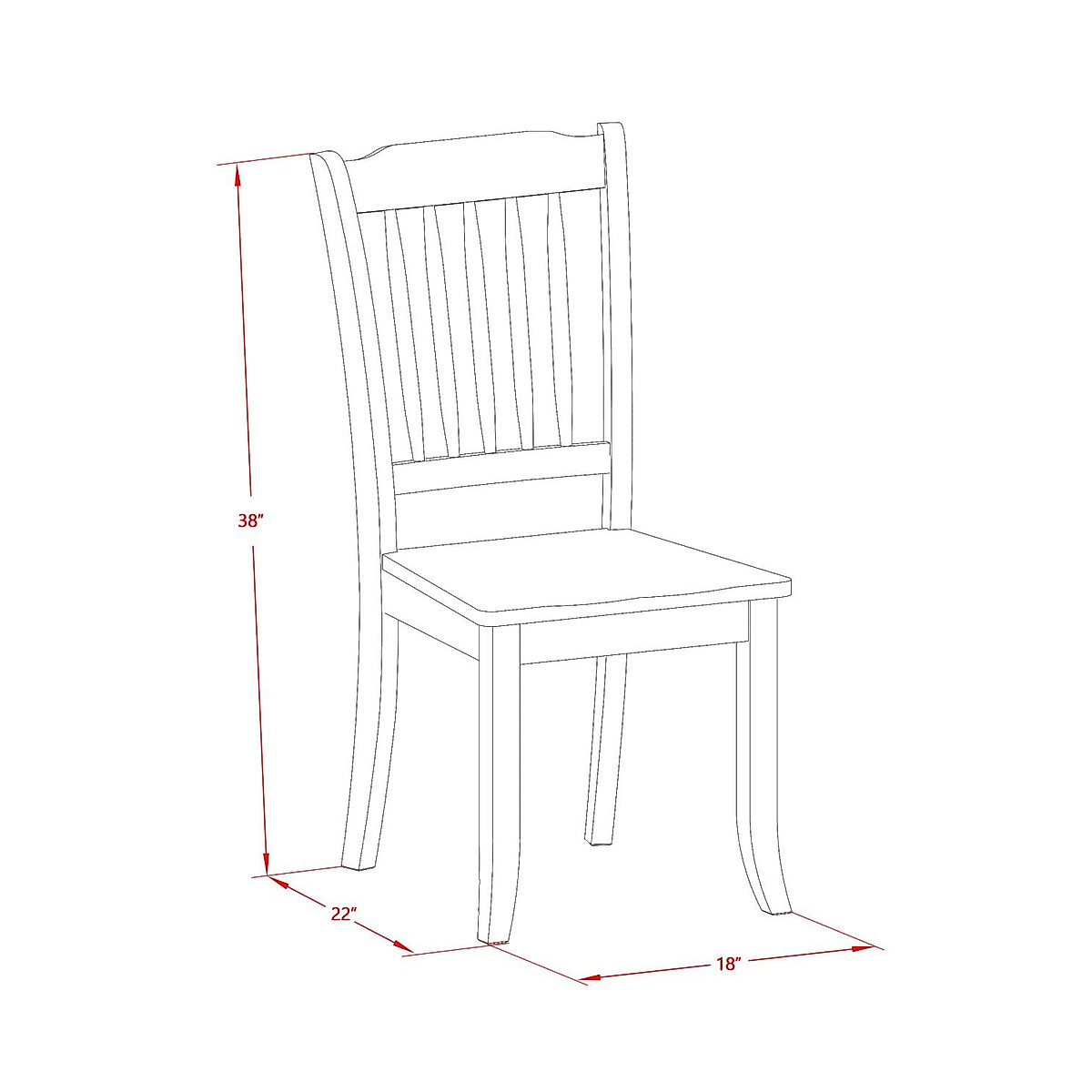East West Furniture DAC-BMK-W Danbury Dining Chairs - Slat Back Wooden Seat Chairs, Set of 2, Buttermilk & Cherry