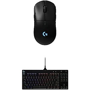 Logitech G Pro Wireless Gaming Mouse & G PRO Mechanical Gaming Keyboard, Ultra Portable Tenkeyless Design, Detachable Micro USB Cable, 16.8 Million Color LIGHTSYNC RGB Backlit Keys