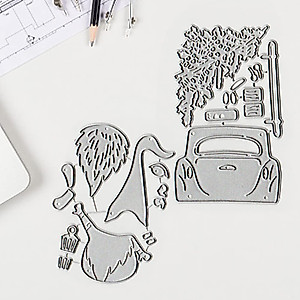 2PCS Gnome Car Dies for Card Making, Christmas Tree Dwarf Leaf Cutting Die for Scrapbooking on Clearance Paper Crafting Decor DIY Album