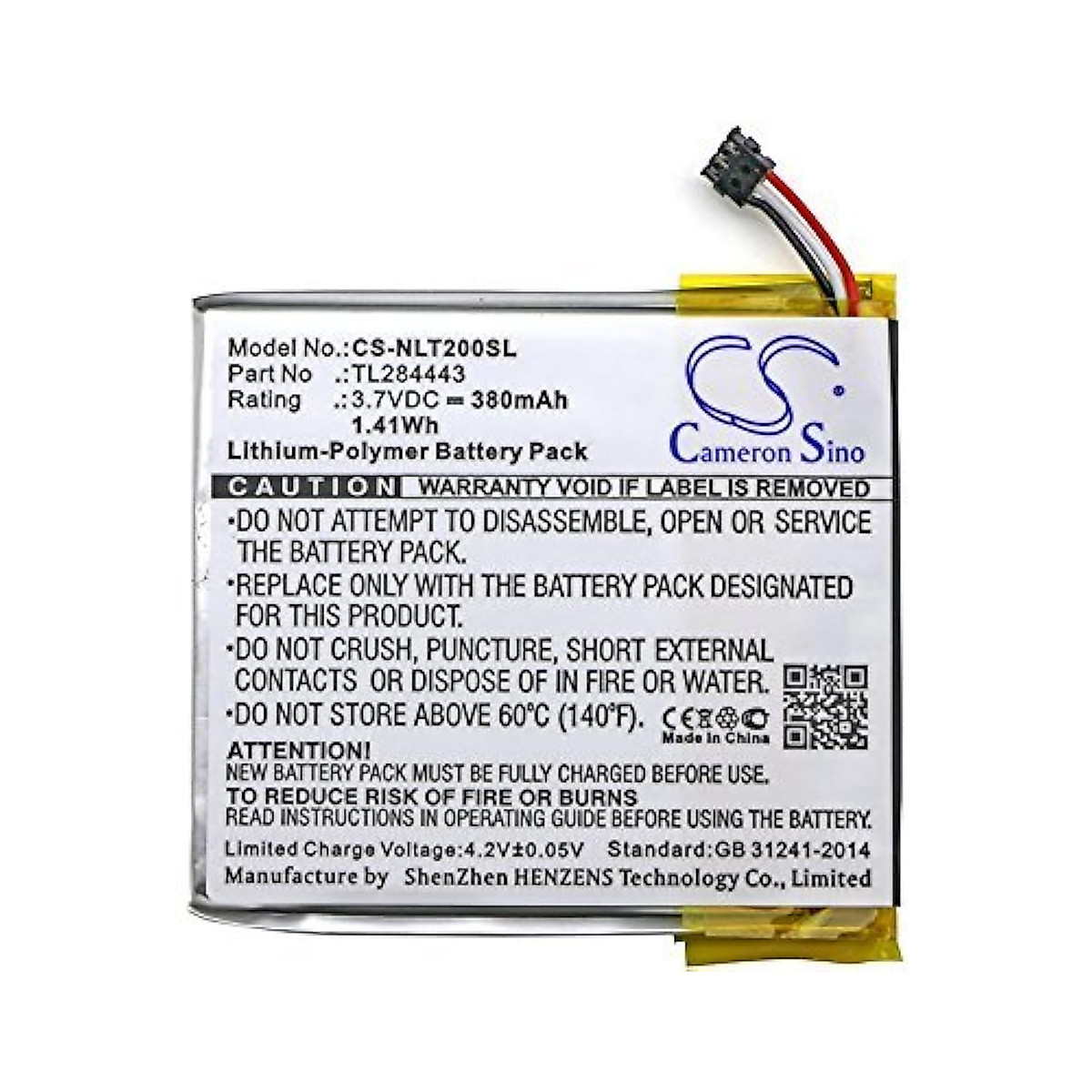 Cameron Sino Li-Polymer 3.70V 380mAh / 1.41Wh Battery Compatible with Nest TL284443, Fits Nest Learning Thermo2nd Generation,Learning Thermostat 3rd Generation,T3007ES,T3008USstat,A0013