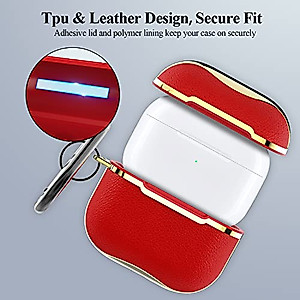 Upgrade Airpods Pro Case Cover with Keychain, Full-Body Protective Case Cover for Airpods Pro 2019,Wireless Charging and Front LED Visible Gold Plated Protective Accessories for Women Men Girl