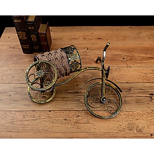 Asian Home Bicycle Wine Bottle Holder Desktop Bike Wine Rack Freestanding Countertop Bottle Holder for Wine Storage, Metal, Gold Colored