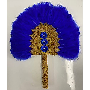 Msbfea Design African Gold Feather Big Fan Ladies Wedding Feather Fan for Bride Double Side Feather Nigerian Feather Color 961